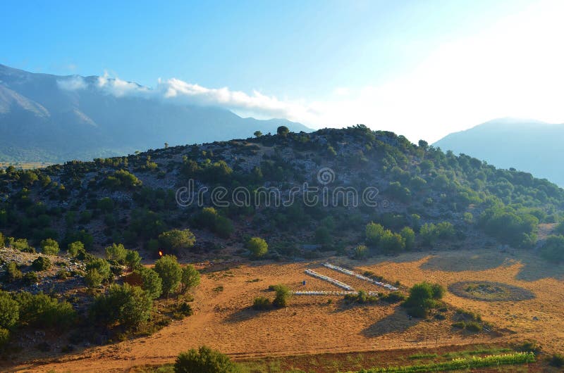 View of the White Mountains in Omalos in Crete, Greece Stock Image ...