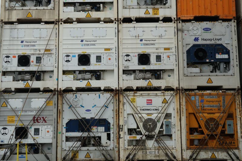 View on the White and Orange Reefer Containers from Various Shippers ...