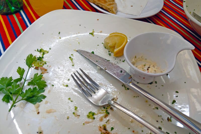 View of the White Plate on the Table in a Cafe or Restaurant after ...