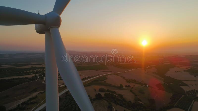 View of Wind Turbine Top, Rim Light. Copy Space. Stock Photo - Image of ...