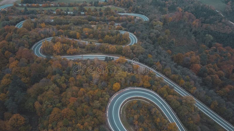 Birds Eye View of Mountains with Winding Road Durign Autumn Stock Photo ...