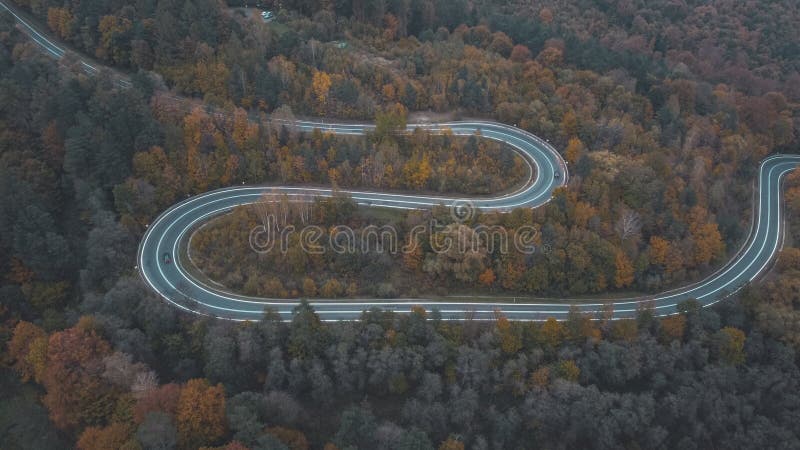 Birds Eye View of Mountains with Winding Road Durign Autumn Stock Image ...