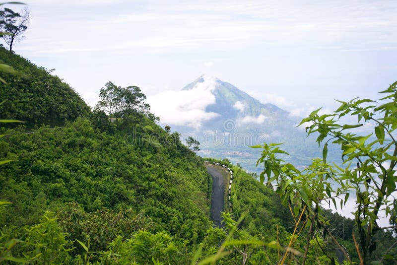 The View of the Road and the Mountain in Front of it Stock Image ...