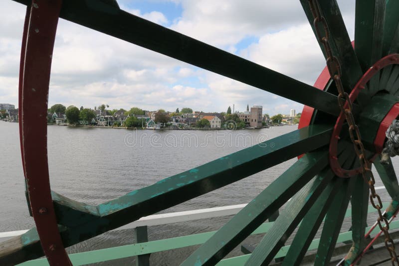 View through a Windmill Wheel Stock Image - Image of field, house: 85380749