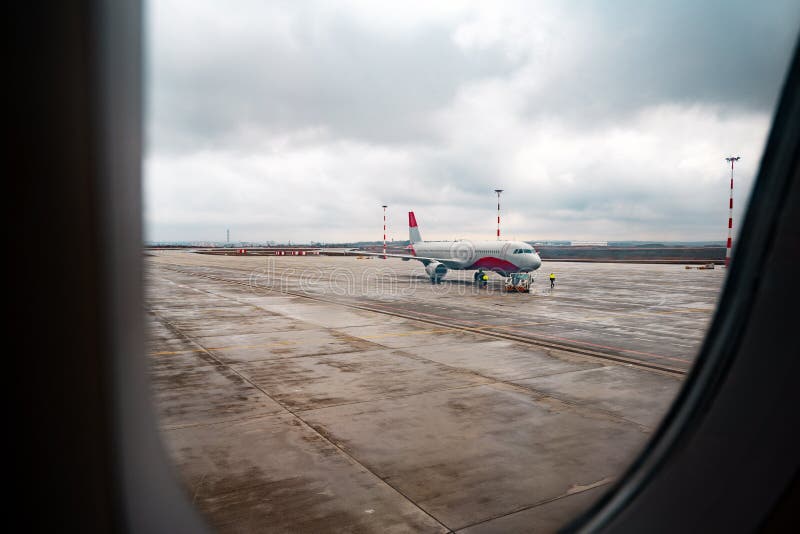 View through Window of Aircraft during Flight Stock Image - Image of ...