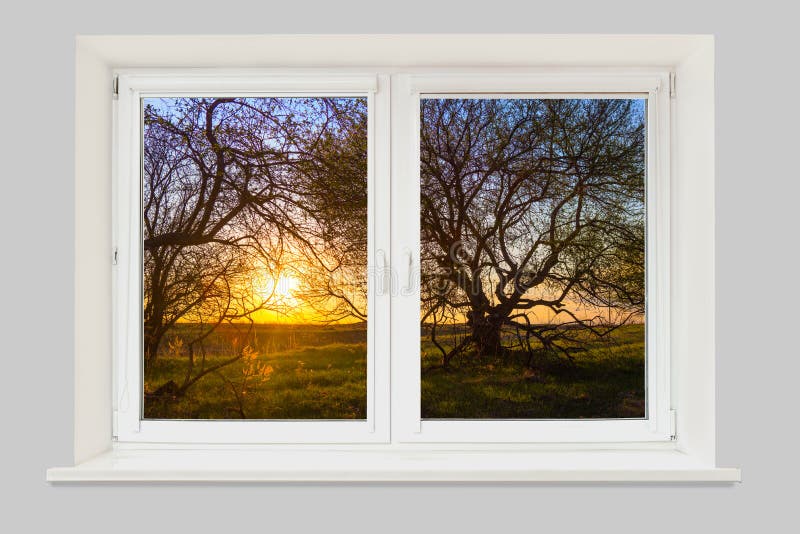 Window With Spring Landscape View Stock Photo - Image of landscape ...