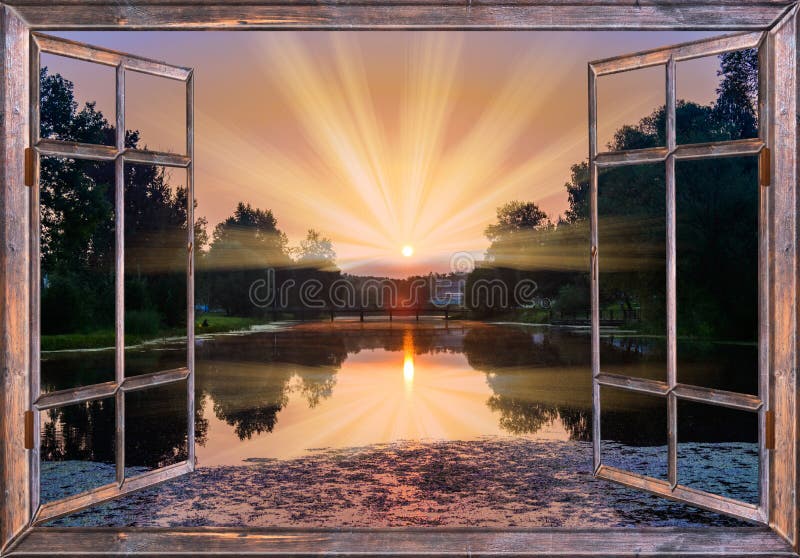 View from the Window on the Stock Photo - Image of evening, cloud: 90629014