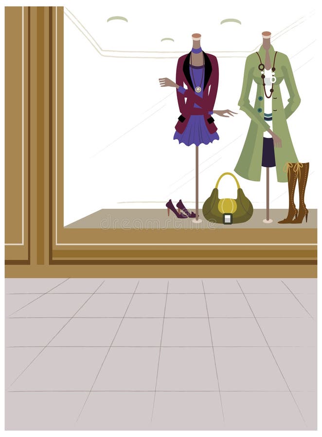 The view of Window display stock illustration. Illustration of shop ...