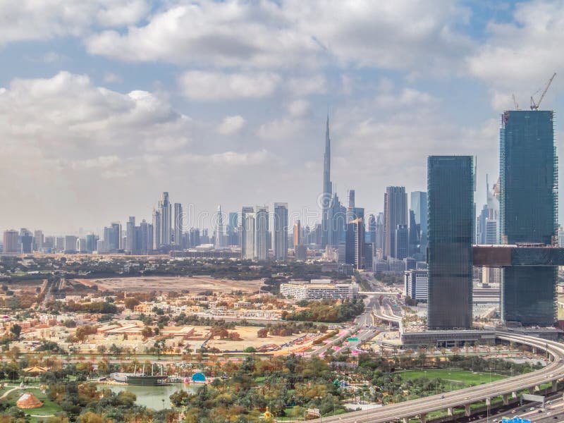 View from the Window of the Dubai Frame Skyscraper. Stock Photo - Image ...