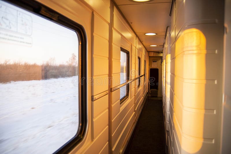View from the Window of a High-speed Train in the Aisle of a ...