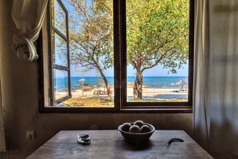 View through a Window from a House at the Beach Stock Image - Image of ...