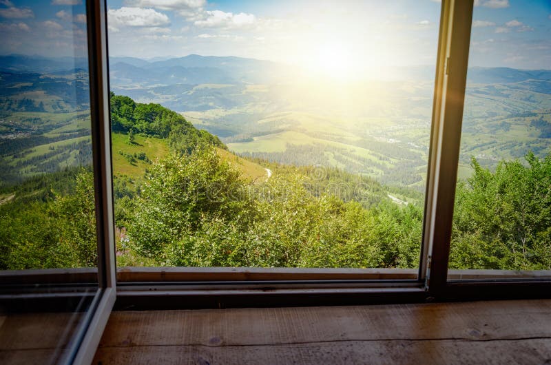 View from the Window on the Mountain Landscape Stock Photo - Image of ...