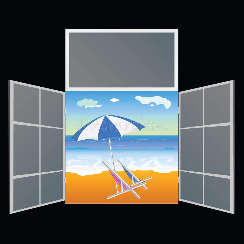 View from the Window on the Paradise Beach Vector Illustration Stock ...