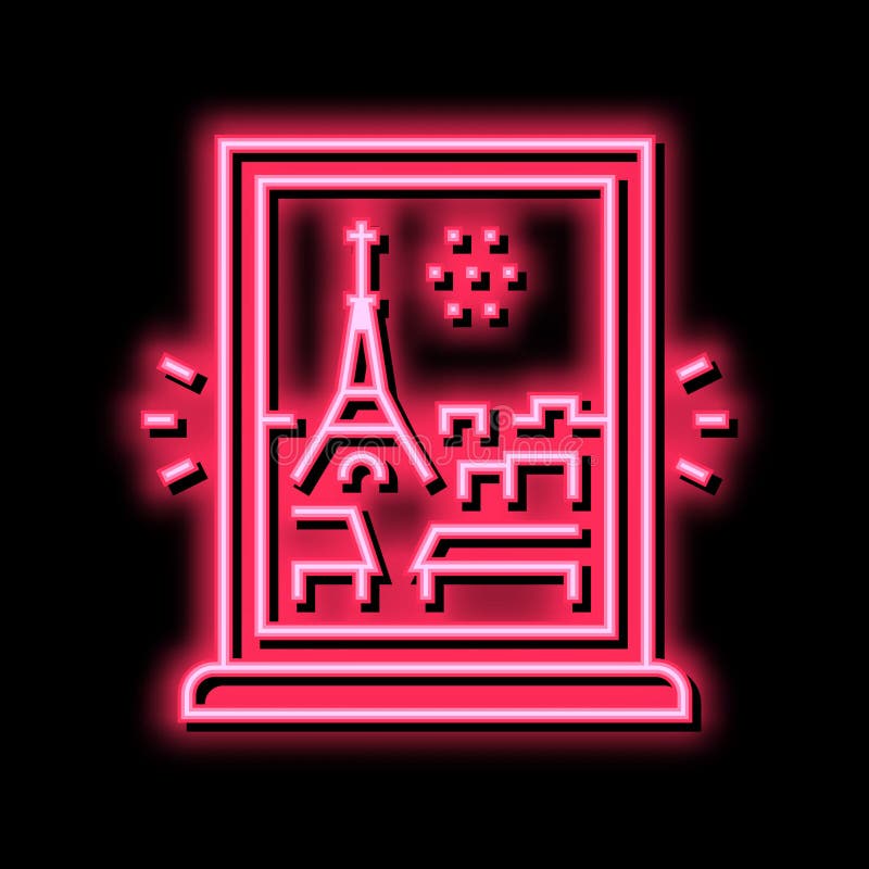 View from Window on Paris Neon Glow Icon Illustration Stock Vector ...