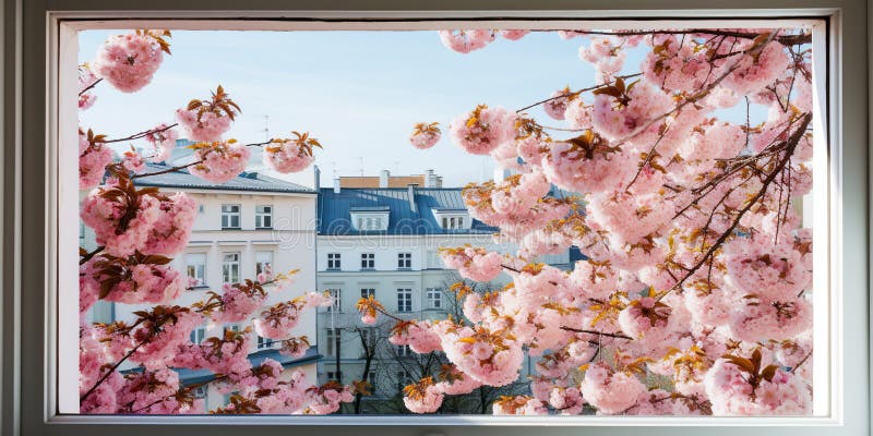 View from the Window of a Residential Building on a Beautiful Blooming ...