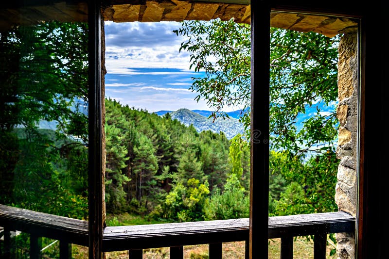 View from the Window of a Rustic House Towards a Beautiful Landscape of ...