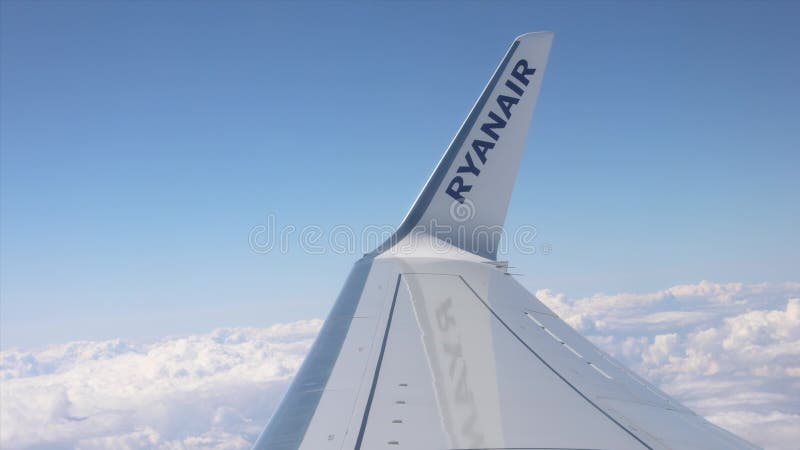 Ryanair plane in flight stock footage. Video of daylight - 226615864