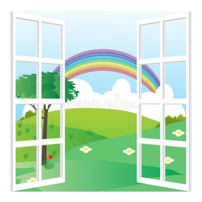 View from the Window on a Spring Landscape Stock Vector - Illustration ...