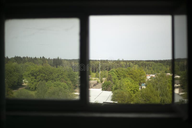 View from Window on Street. Dark Room Stock Image - Image of downtown ...