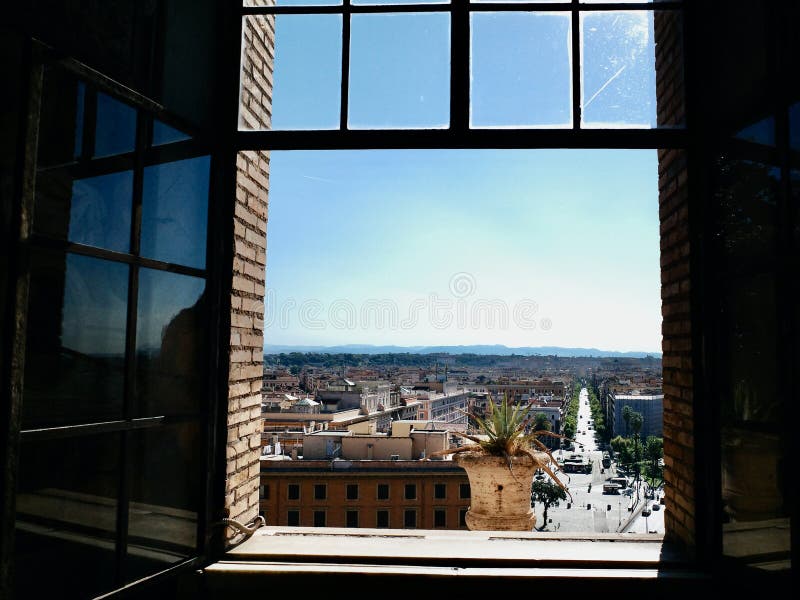 View through a Window of the Streets of Rome Stock Photo - Image of ...