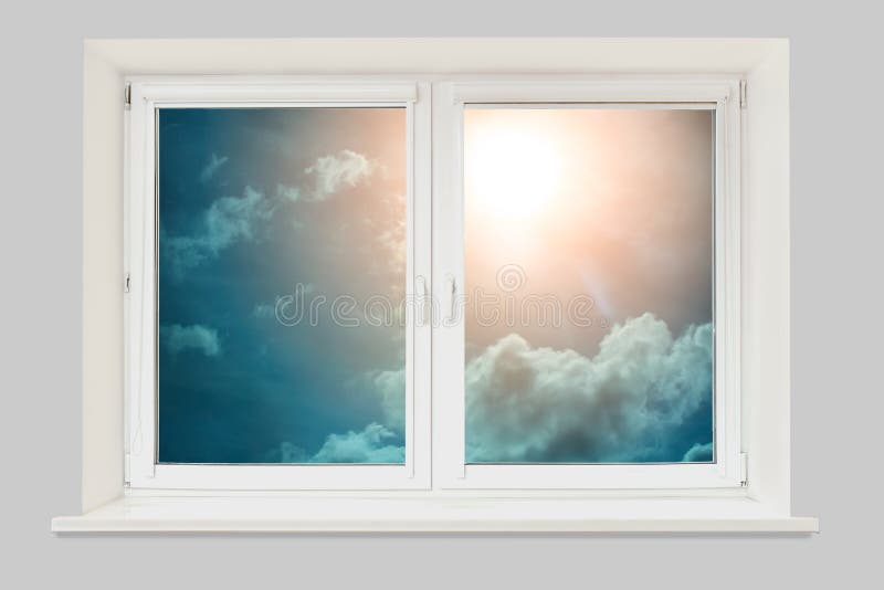 View from the Window Sunset in Cloudy Sky Over Field Stock Image ...