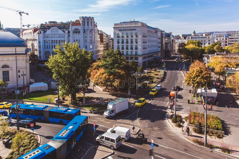 View from the Window To Budapest Eye and St. Stephen`s Basilica in ...