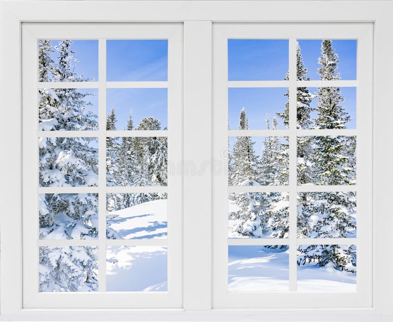 View from the Window To the Snow-covered Trees Stock Photo - Image of ...