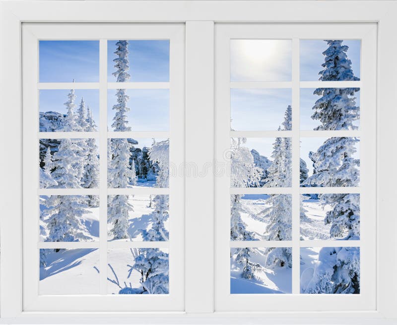 View from the Window To the Snow-covered Trees Stock Image - Image of ...