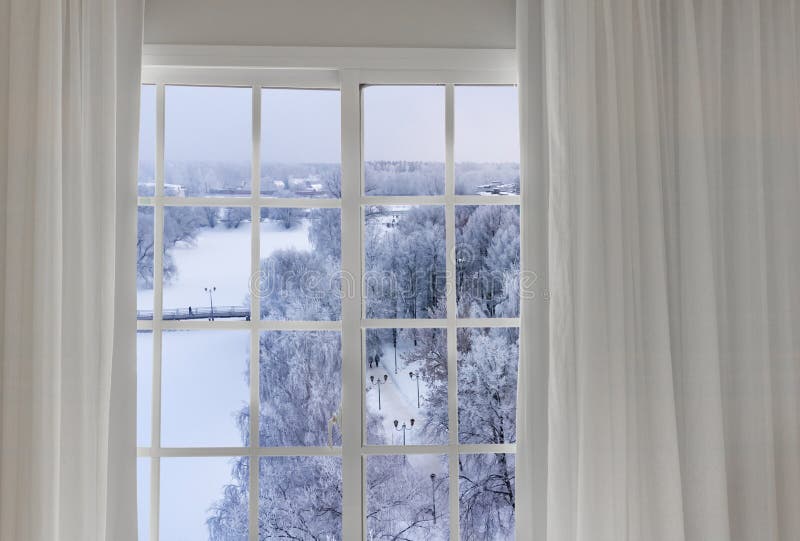 View from the Window To the Snow-covered Trees Stock Image - Image of ...