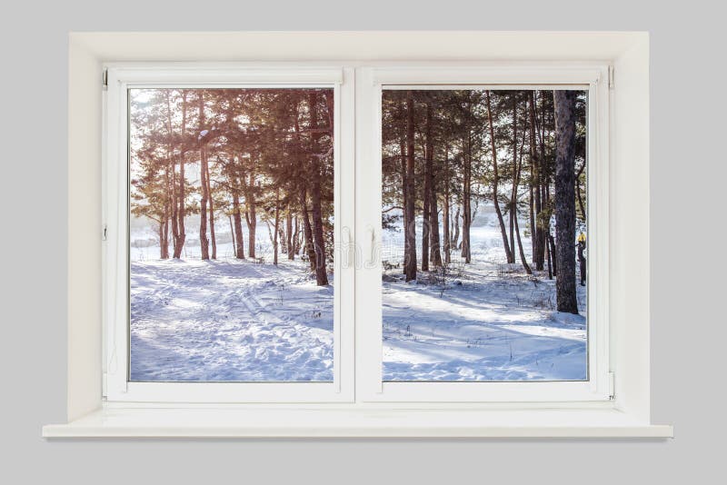 View from the Window To the Winter Forest Stock Photo - Image of ...