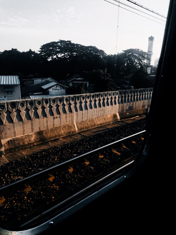 The View from the Window of the Train Tracks Stock Image - Image of ...