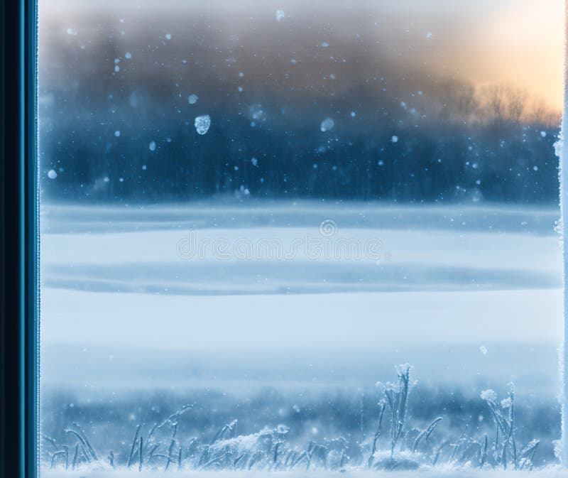 View from Window of Winter Landscape, Generative AI Illustration Stock Illustration ...