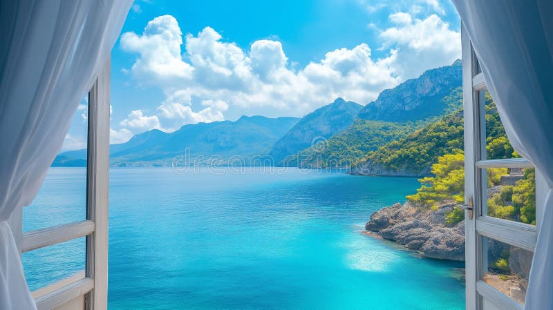 View from Window at a Wonderful Sea Landscape Nature Stock Image ...