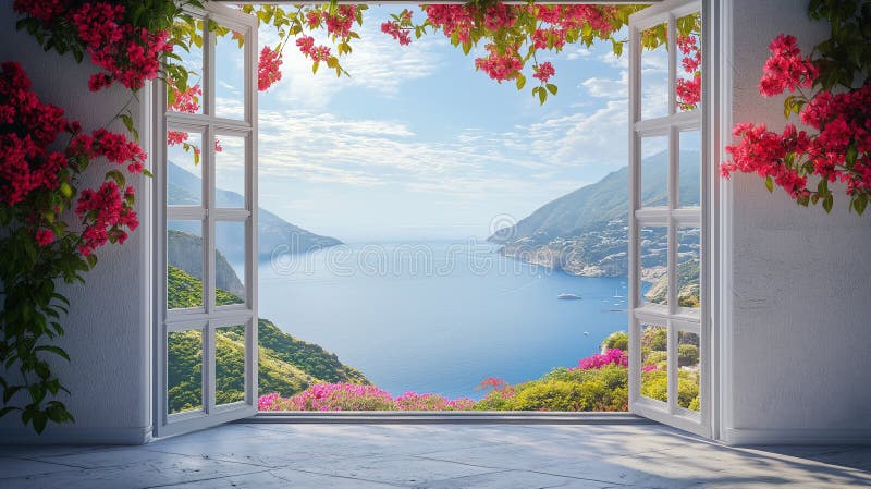 View from Window at a Wonderful Sea Landscape Nature Stock Image ...