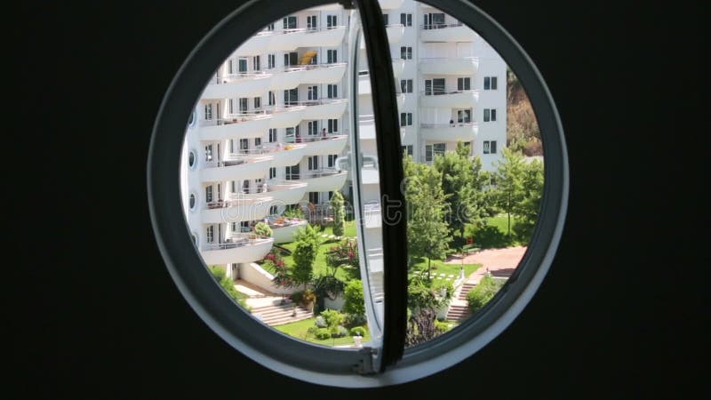 View through the Windows of the Green Courtyard Stock Footage - Video ...