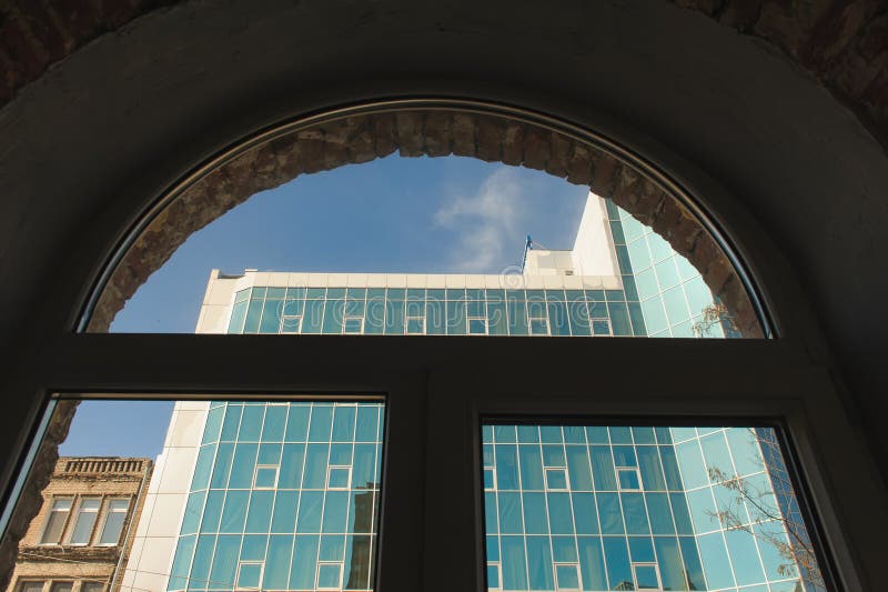 The View from the Windows on Modern Building. Stock Image - Image of ...