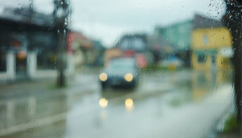 A View through the Windshield during the Rain Stock Image - Image of ...