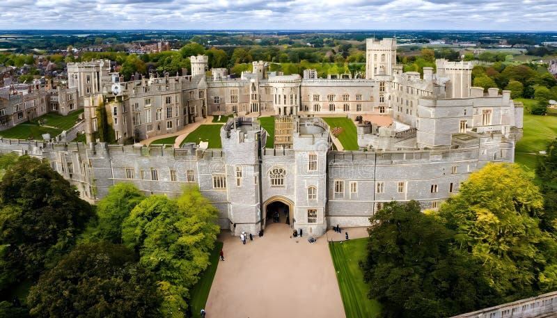 A view of Windsor Castle stock illustration. Illustration of monastery ...