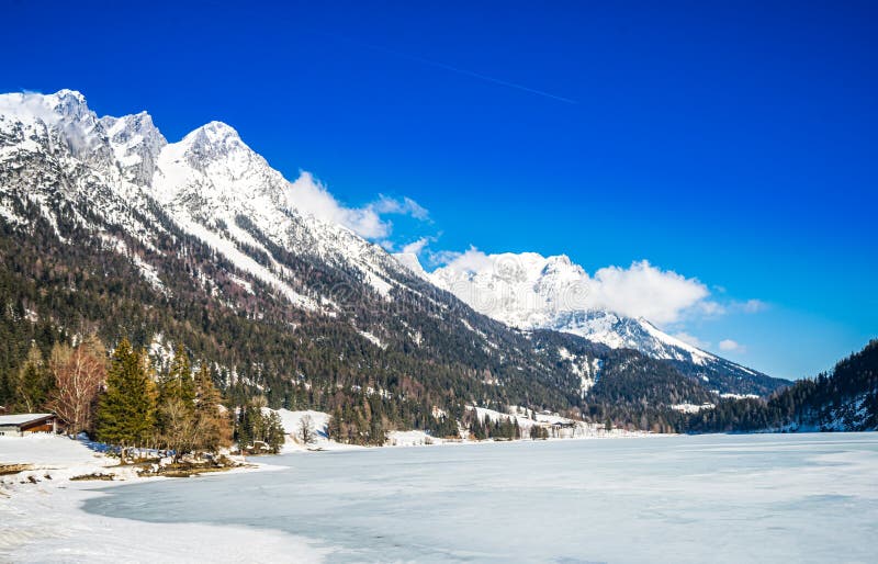 View on Winter Landscape at Hintersteiner Lake in Tyrol, Austria Stock ...