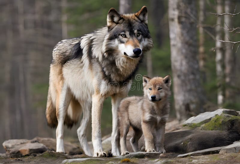 A view of a Wolf with Cubs stock illustration. Illustration of wolf ...