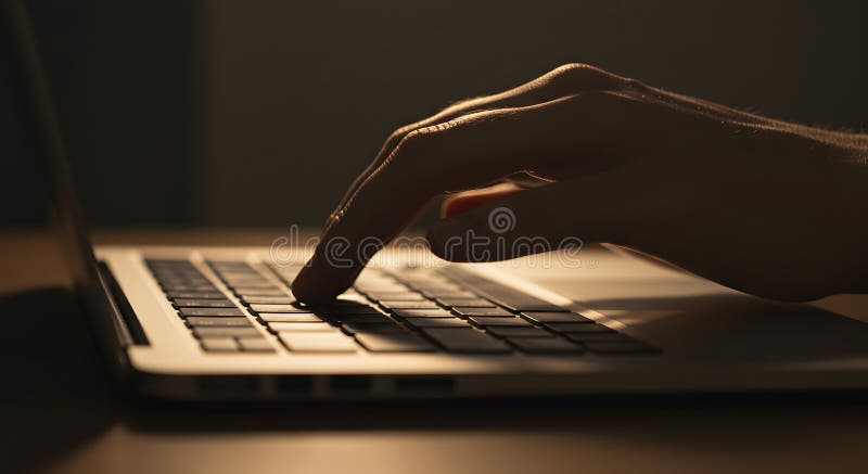 Close Up of Woman Hands Using Laptop Computer Selected Focus on ...