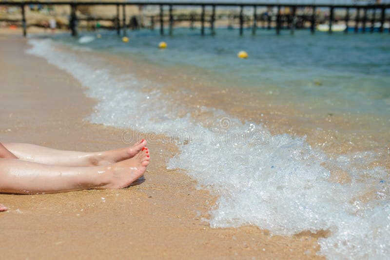View of Woman`s Legs on the Beach Stock Photo - Image of beautiful ...