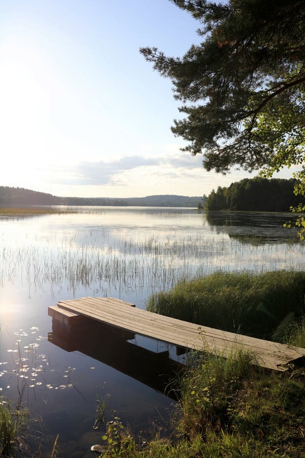 View of Wooden Bridge on Lake Stock Photo - Image of forest, quiet ...