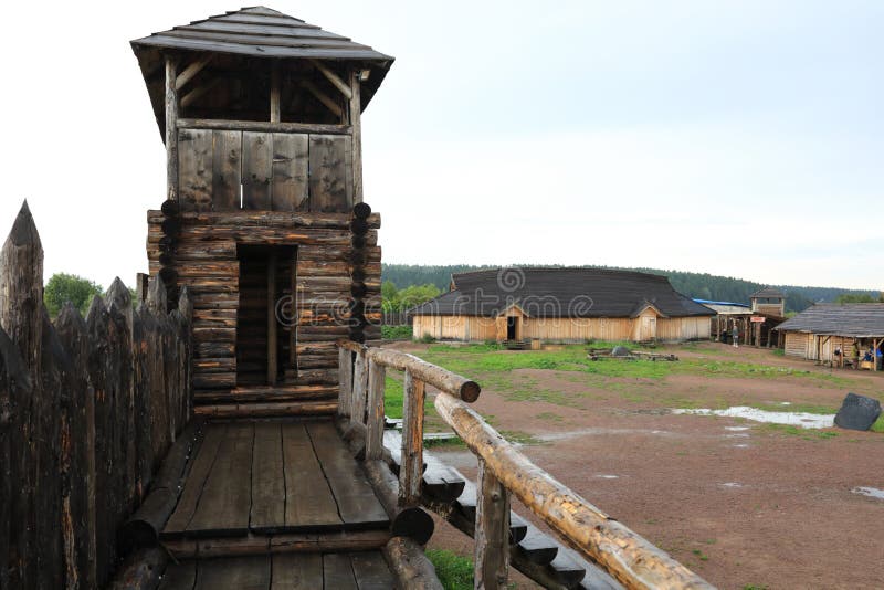 Wooden Tower of Viking Village Stock Image - Image of culture, fence ...