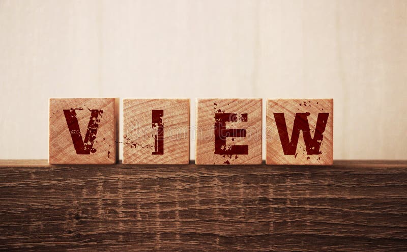 View Word on Wooden Cubes. Beautiful Red Glossy Background Stock Photo ...