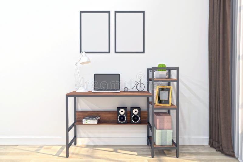 View of a Working Desk with a Laptop and Different Objects in a Room ...