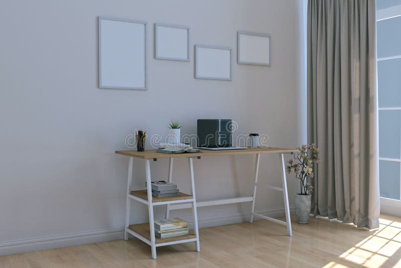 View of a Working Desk with a Laptop and Different Objects in a Room ...