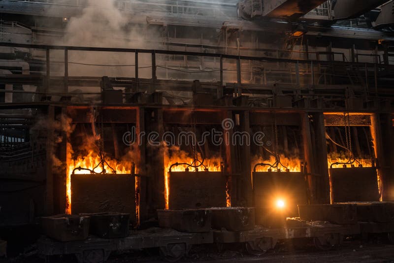 View of Working Open Hearth Furnace Stock Photo - Image of blast ...