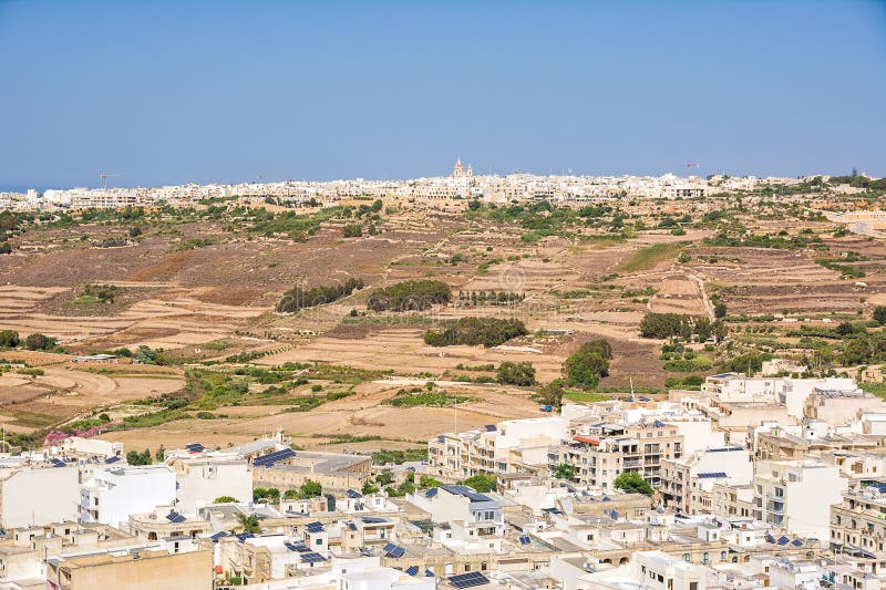 View of the Xaghra Skyline from Rabat, on the Island of Gozo, Malta ...