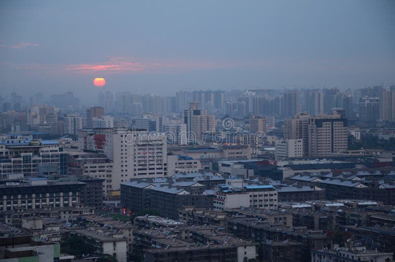 Sunset in xian editorial stock photo. Image of overview - 39698123